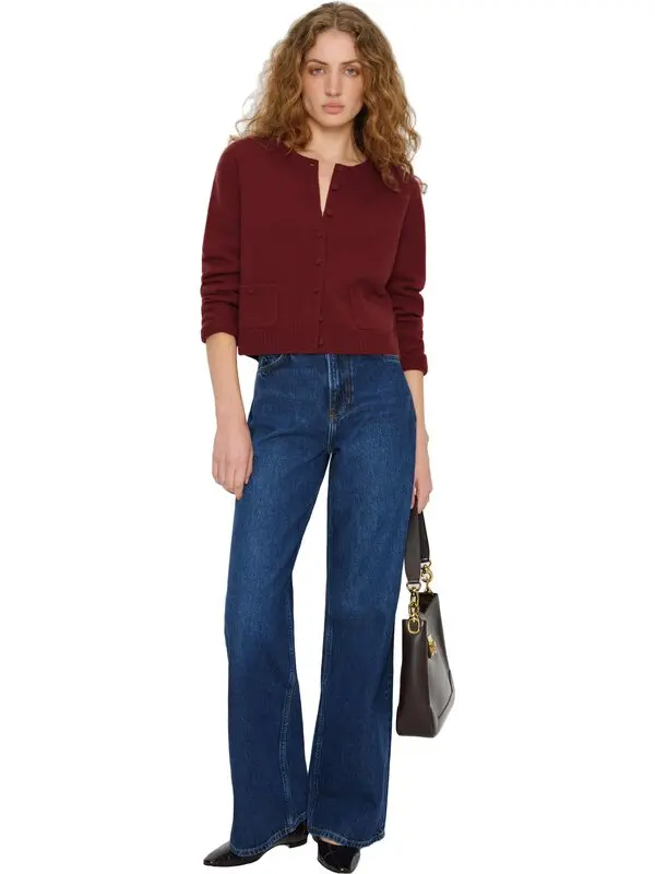 REFORMATION Clara Cashmere Crew Cardigan - Red