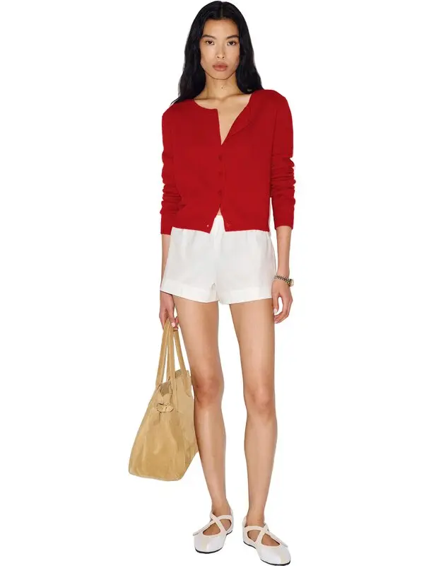 REFORMATION Clara Cashmere Crew Cardigan - Red