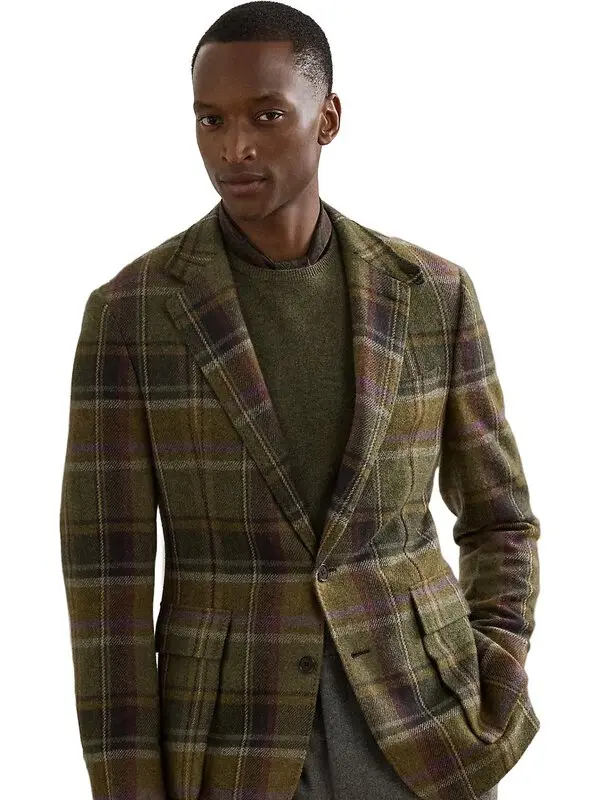 Ralph Lauren Kent Hand-tailored Plaid Sport Coat - Dark Loden Multi