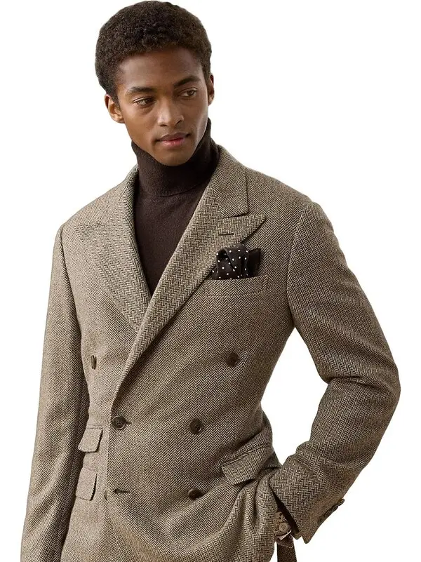 Ralph Lauren Kent Hand-tailored Herringbone Jacket - Chestnut/tan