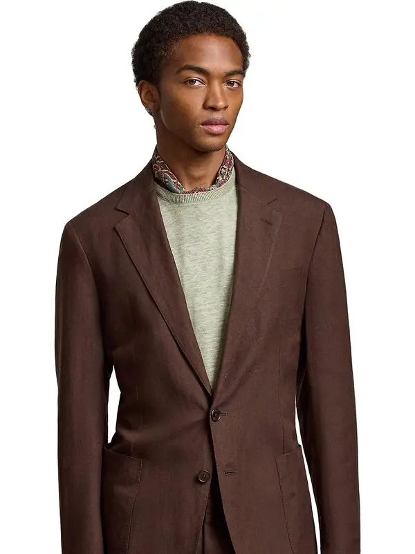 Ralph Lauren Hadley Hand-tailored Silk-linen Jacket - Sable Brown