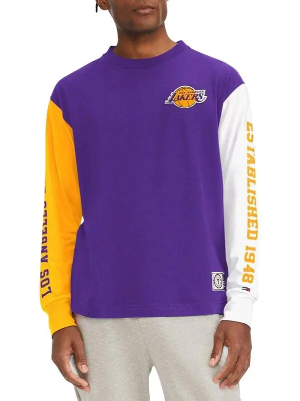 Tommy Hilfiger Purple Los Angeles Lakers Richie Color Block Long Sleeve T-shirt - Black