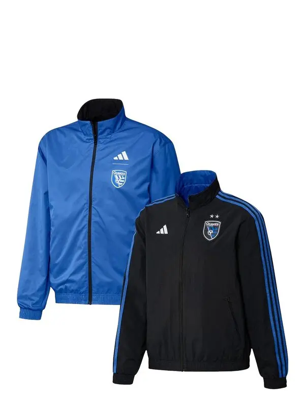 Adidas San Jose Earthquakes 2023 On-field Anthem Full-zip Reversible Team Jacket By - Black