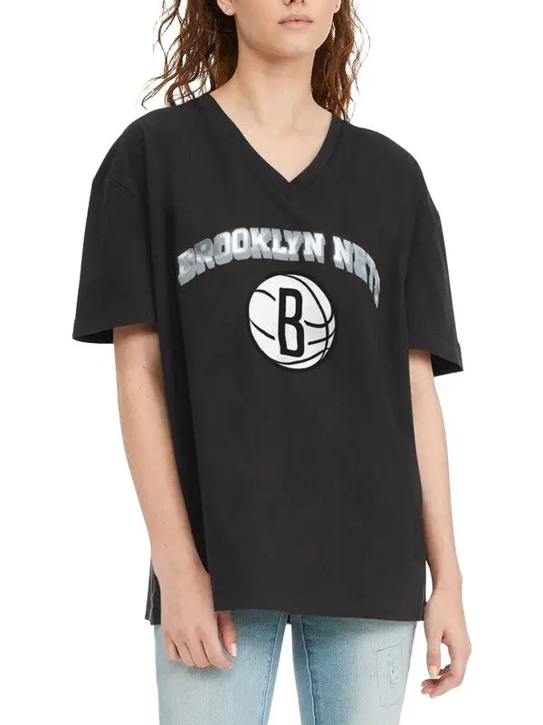 Tommy Hilfiger Brooklyn Nets Ashley V-neck T-shirt - Black