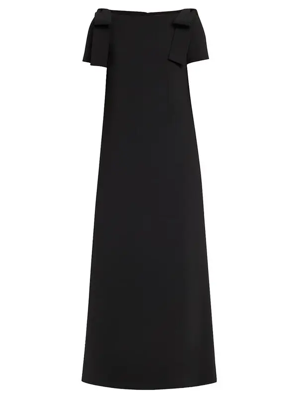 Carolina Herrera Crepe Column Gown With Shoulder Bows - Black