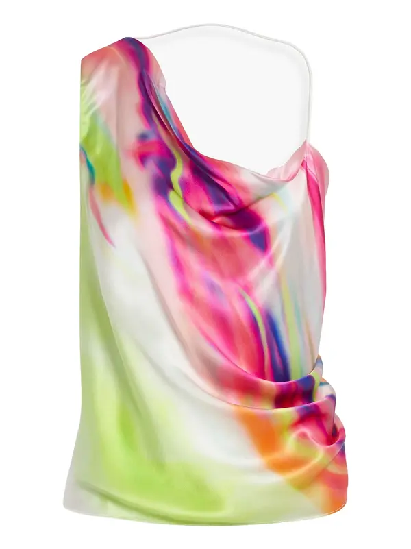 ET OCHS Hannah Draped Tie-dyed Silk-satin Top - Pink