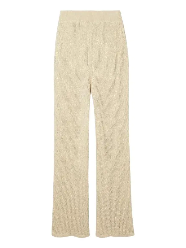 LE17SEPTEMBRE Ribbed Linen-blend Straight-leg Pants - Beige