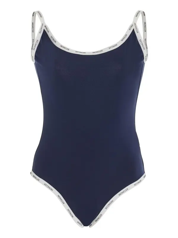 Moncler Logo Trim One-piece Swimsuit - Blue