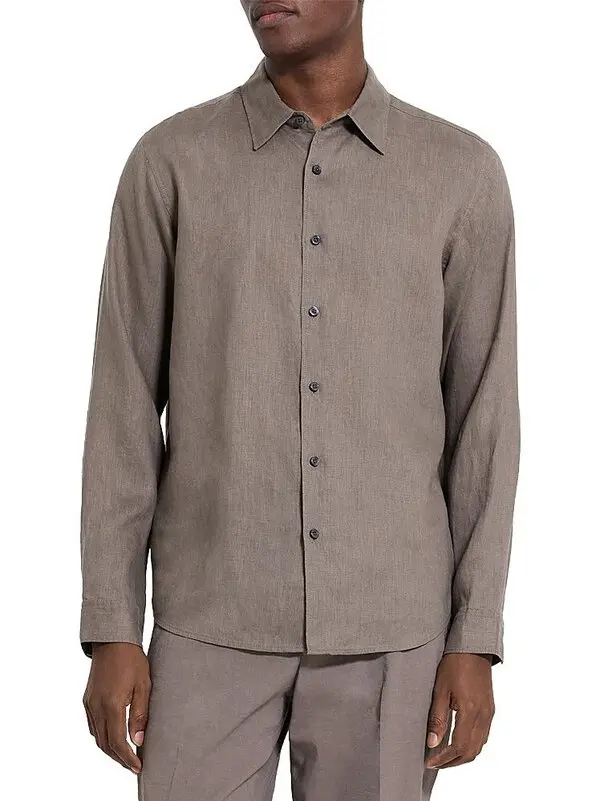 Theory Irving Shirt In Relaxed Linen - Morel