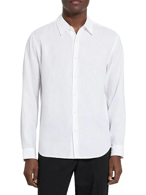 Theory Irving Shirt In Relaxed Linen - White