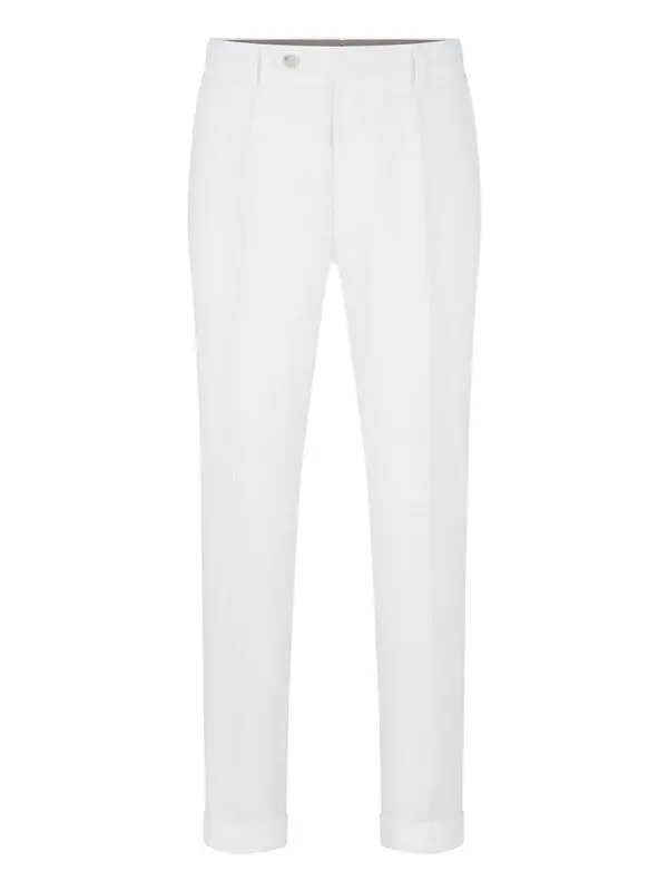 BOSS Linen Tailored Trousers - White