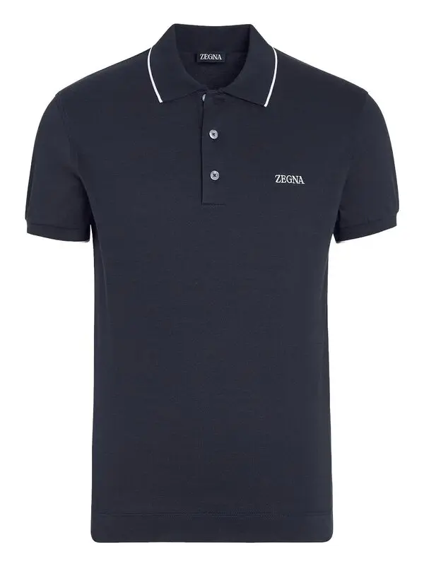 Zegna Stretch-cotton Polo Shirt - Blue