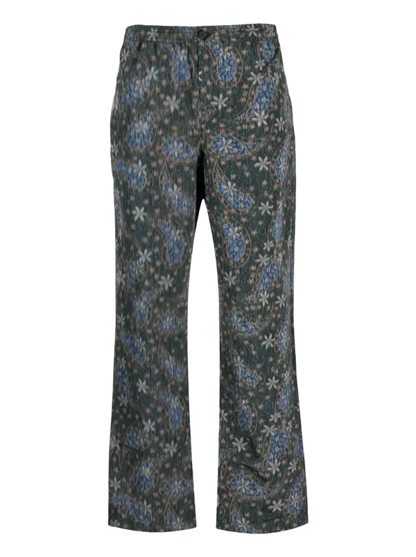 SOULLAND Floral-paisley Trousers - Green