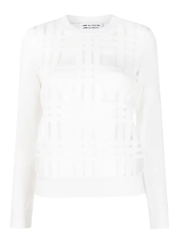 Comme Des Garçons Plaid Appliqué Knit Top - White