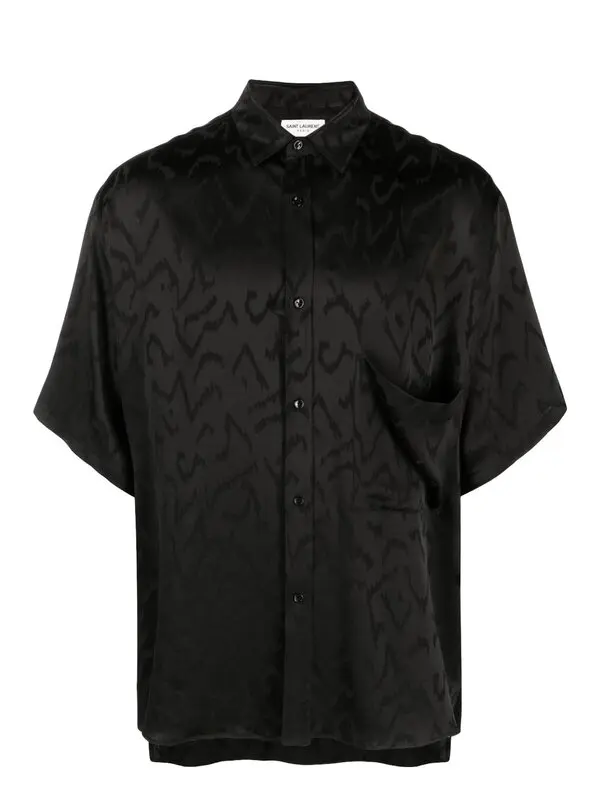 Saint Laurent Patterned-jacquard Short-sleeve Shirt - Black