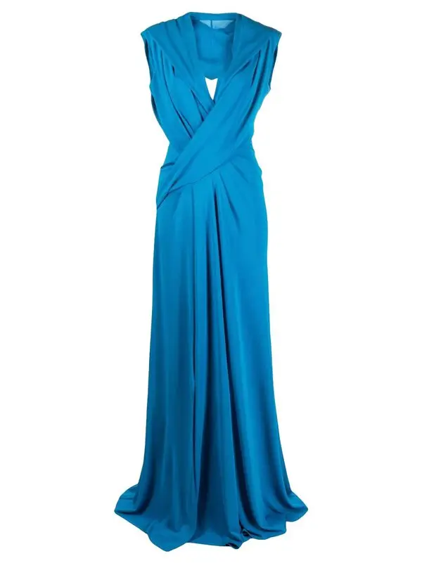 Alberta Ferretti Draped Open-back Gown - Blue