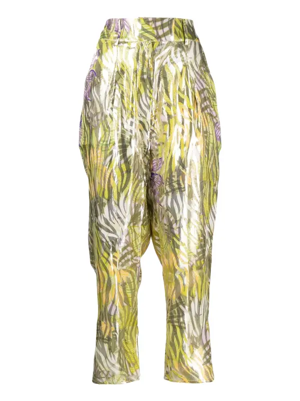 HAYLEY MENZIES Metallic Print Cropped Trousers - Green
