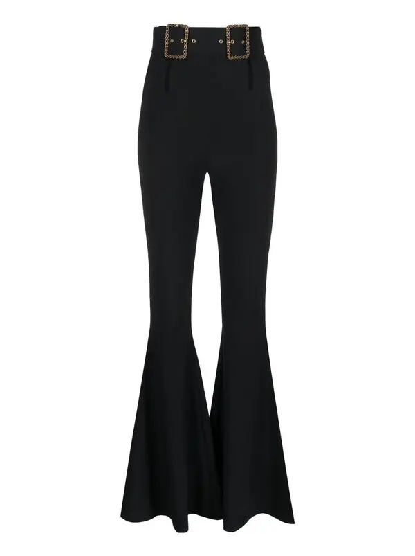Elisabetta Franchi Belted Flared Trousers - Black