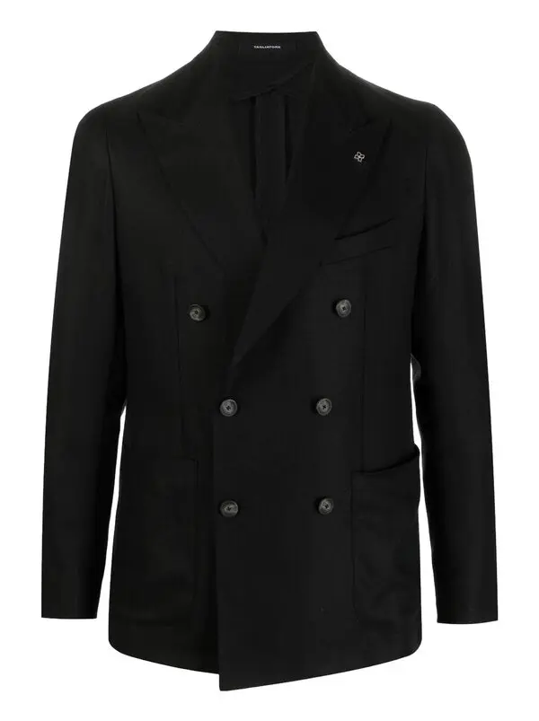 Tagliatore Double-breasted Linen Blazer - Black