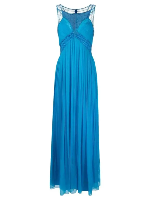 Alberta Ferretti Cornely Embroidered Silk Maxi Dress - Blue