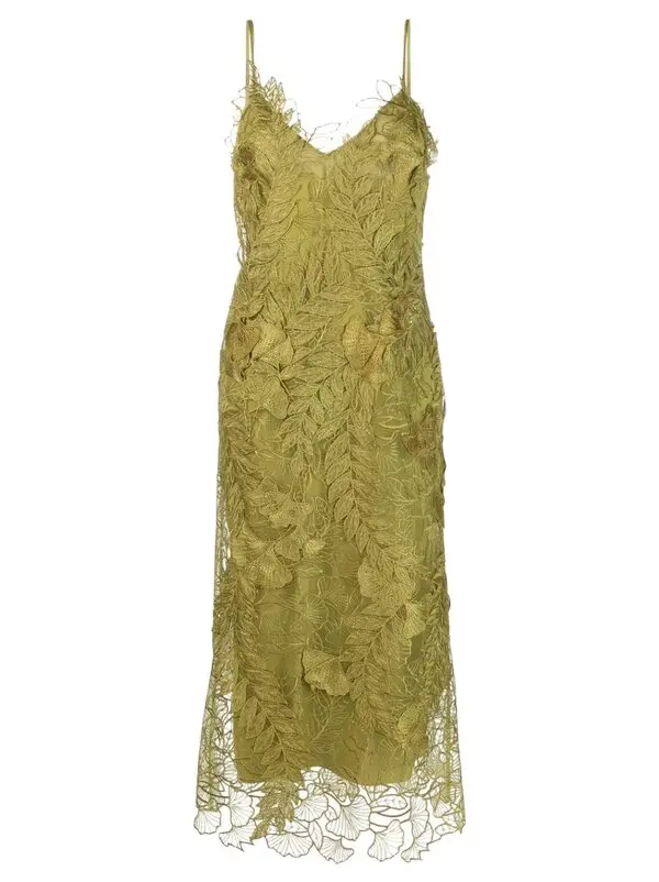 Alberta Ferretti Embroidered Midi Dress - Green