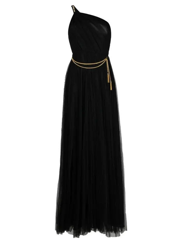 Elisabetta Franchi One-shoulder Tulle Maxi Dress - Black