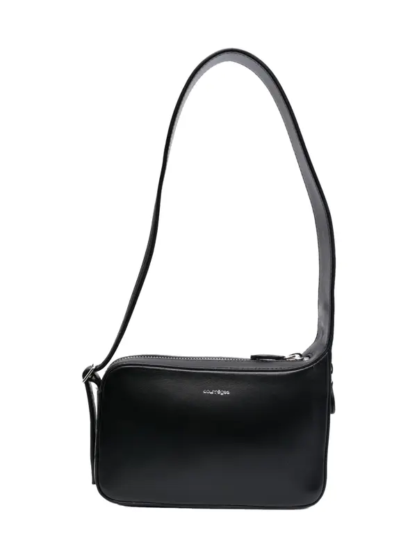COURREGES Zipped Leather Shoulder Bag - Black