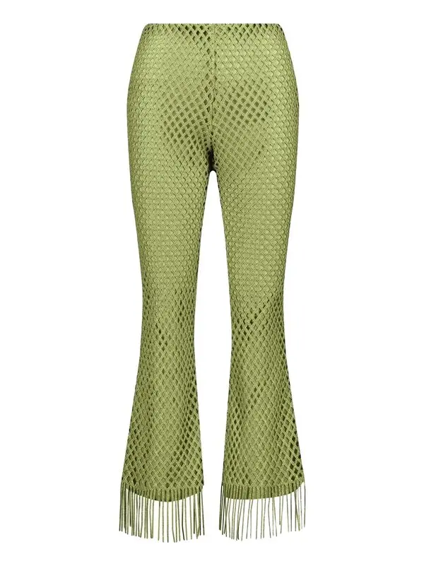 Giambattista Valli Fringed Macramé Flared Trousers - Green