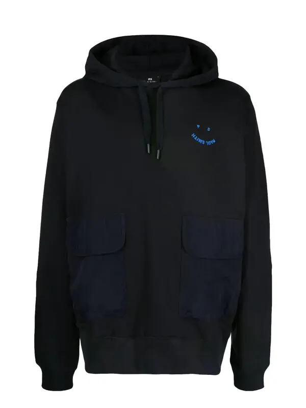 Paul Smith Happy Logo Embroidered Hoodie - Blue