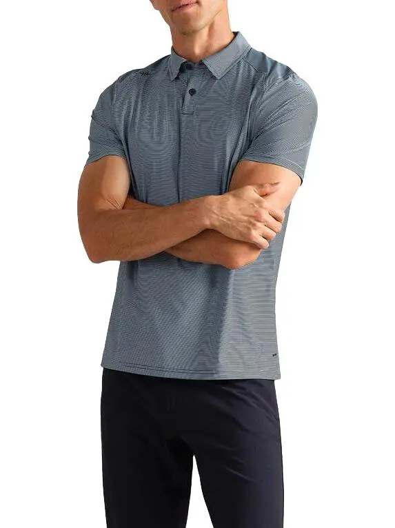 RHONE Commuter Stripe Polo - Navy/light Blue Stripe