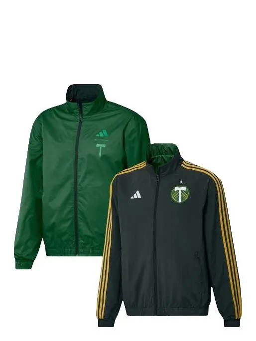 Adidas Portland Timbers 2023 On-field Anthem Full-zip Reversible Jacket By - Green