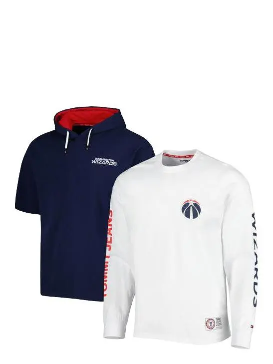 Tommy Hilfiger White Washington Wizards Matthew 2-in-1 T-shirt & Hoodie Combo Set - Navy