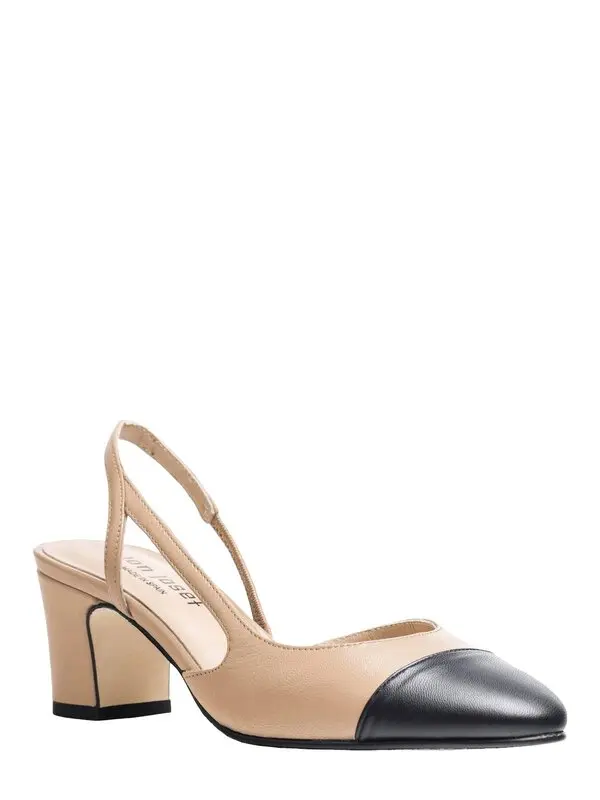 JON JOSEF Daniela Block Heel Slingback Pump - Black Tan Combo