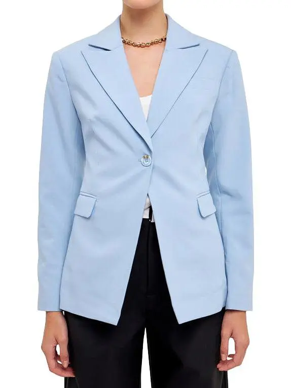 GREY LAB Single-button Blazer - Light Blue