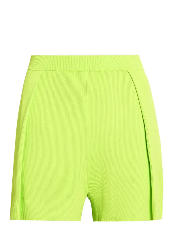 Lapointe Pleated Ribbed-knit High-rise Shorts - Lime Green
