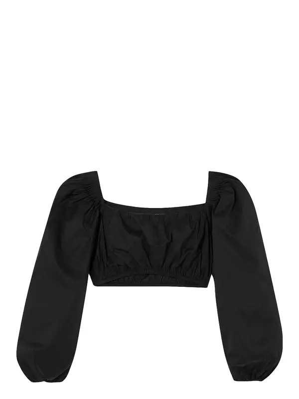 Zeynep Arçay Cropped Cotton-blend Poplin Top - Black
