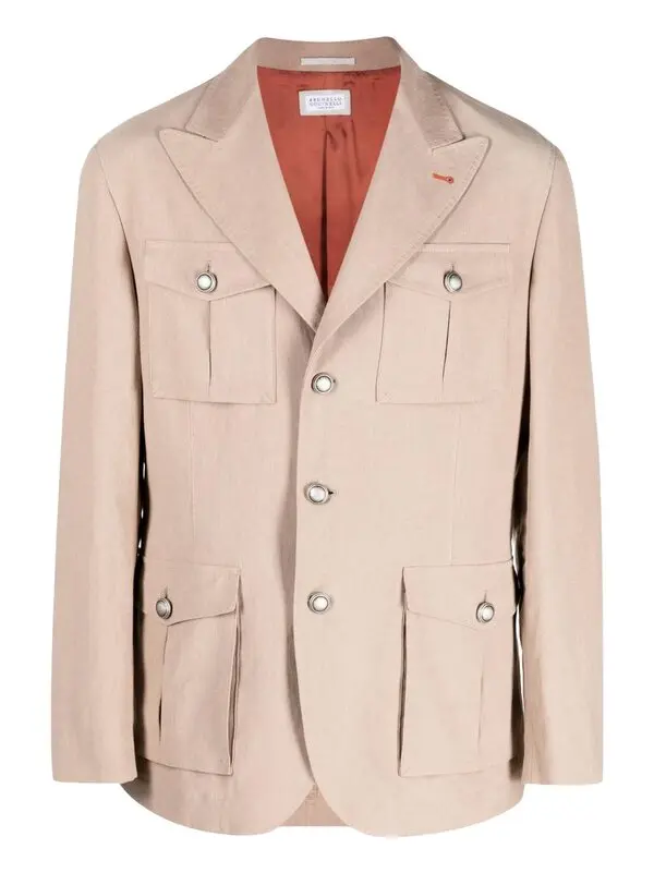 Brunello Cucinelli Single-breasted Linen Blazer - Brown