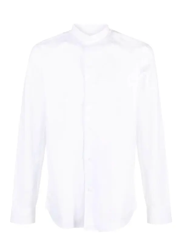 FURSAC Collarless Long-sleeve Cotton Shirt - White