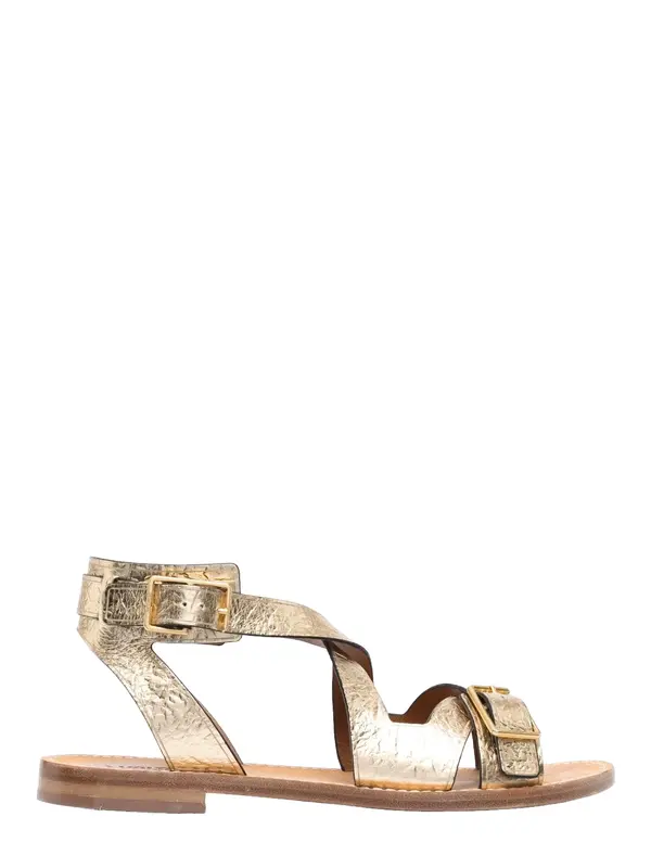 Zadig&Voltaire Cecilia Caprese Crinkled-finish Sandals - Gold