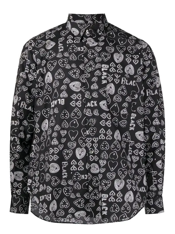 BLACK COMME DES GARÇONS Heart-print Cotton Shirt - Black