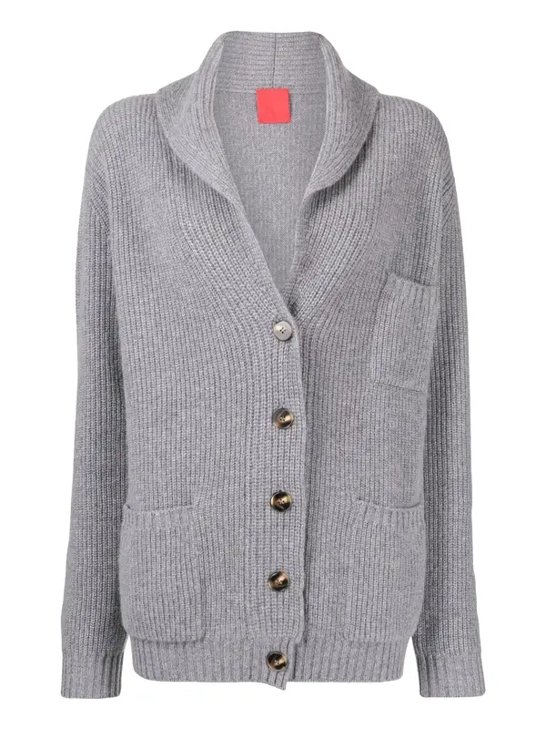 Cashmere In Love Knitted Cardigan With Shawl Lapels - Grey