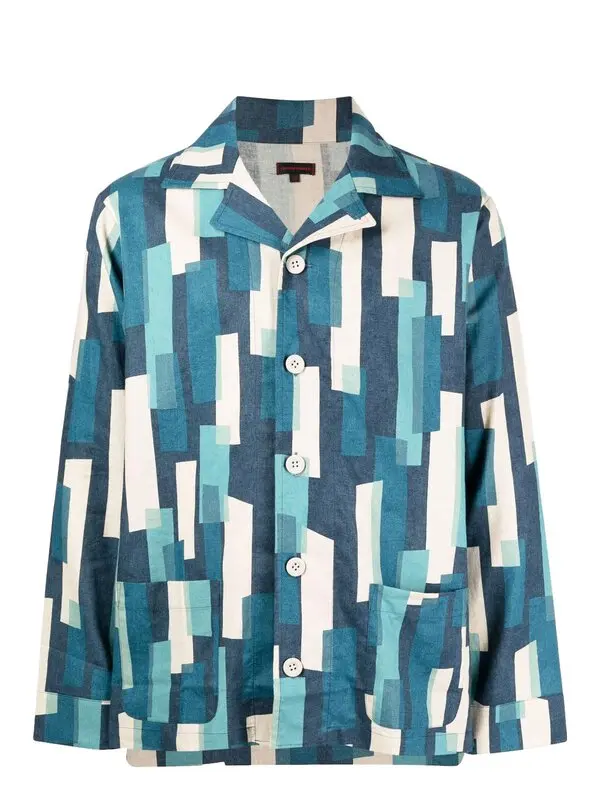 CLOT Geometric-print Button-up Shirt - Blue