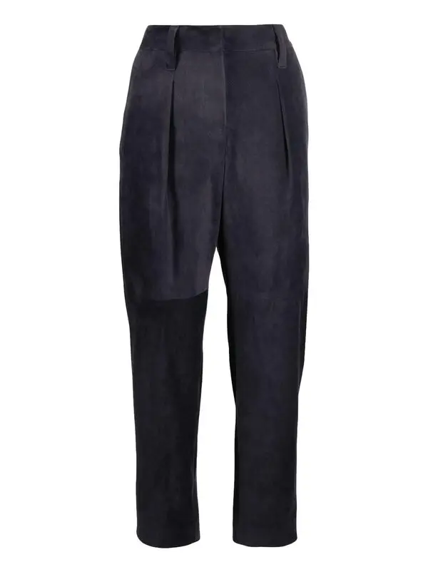 Brunello Cucinelli Cropped Suede Trousers - Grey