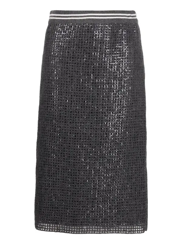Brunello Cucinelli Sequin-embellished Midi Skirt - Grey