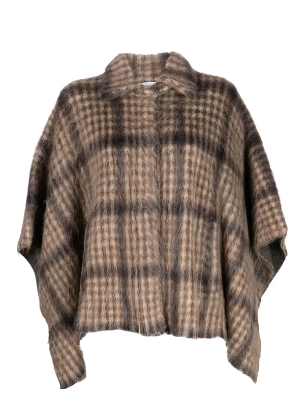 Brunello Cucinelli Checked Textured Poncho - Neutrals