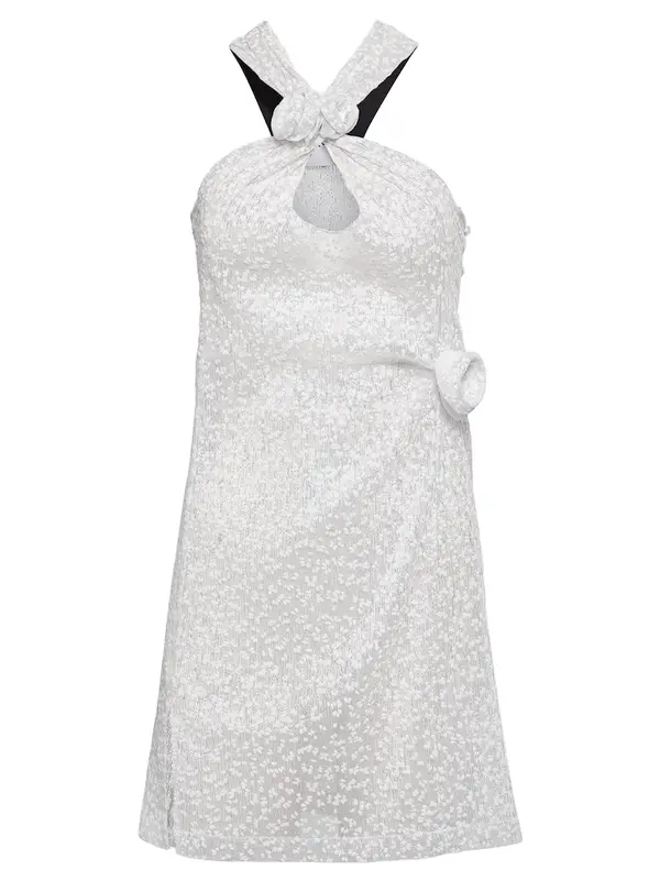 Coperni Embellished Halterneck Mini Dress - Silver
