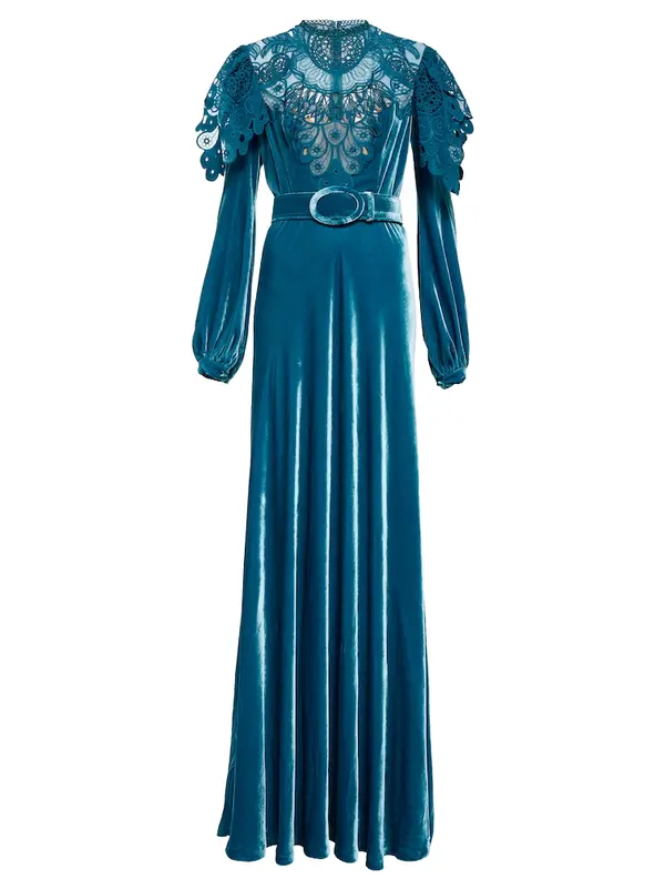 Costarellos Velvet Gown - Blue