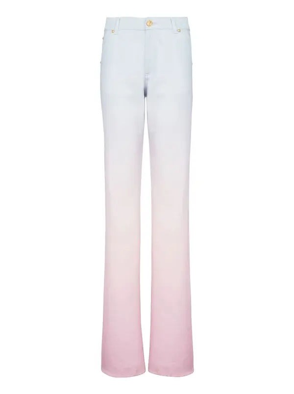 Balmain X Evian Gradient Wide Leg Jeans - Pink