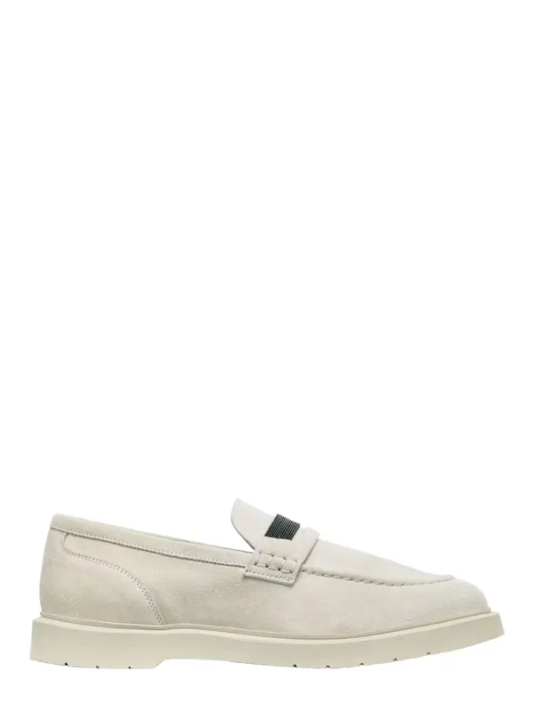Brunello Cucinelli Leather Suede Loafers - White