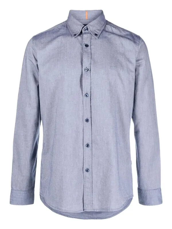 BOSS Embroidered-logo Detail Shirt - Grey
